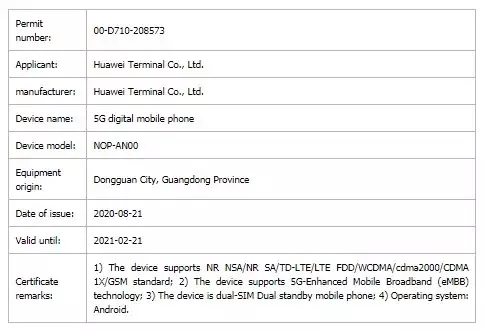 Tsatanetsatane wa Huawei MAte 40 zowonetsera zimayenda mu netiweki 12919_4