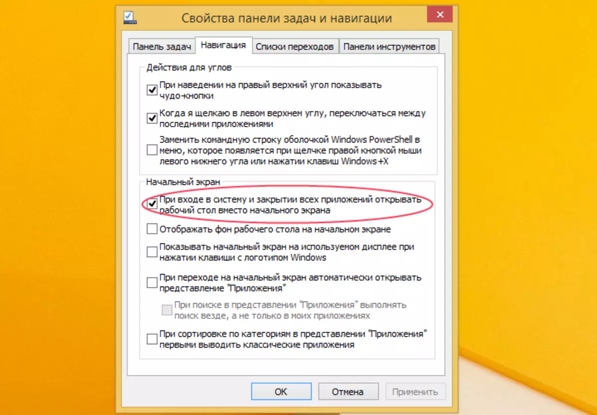 Nastavení navigace v systému Windows 8.1