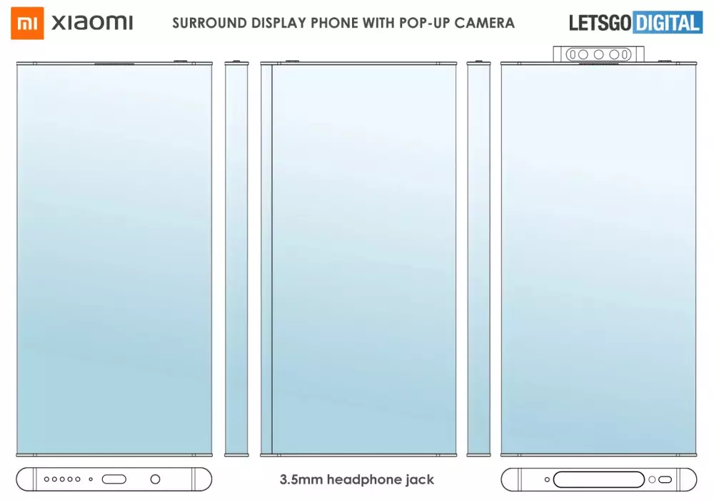 Xiaomi ایک لامتناہی ڈسپلے اور retractable کیمرے کے ساتھ پیٹنٹ اسمارٹ فون ڈیزائن پیٹنٹ 17526_3