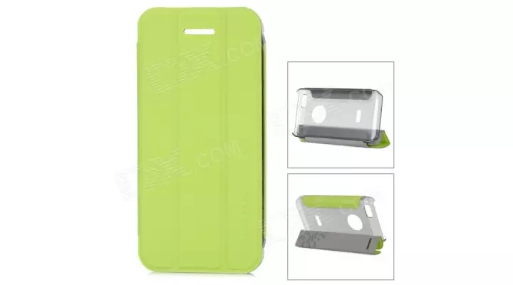 Põletus kaitsev PC Back Case + PU Naha kate Stand iPhone 5C