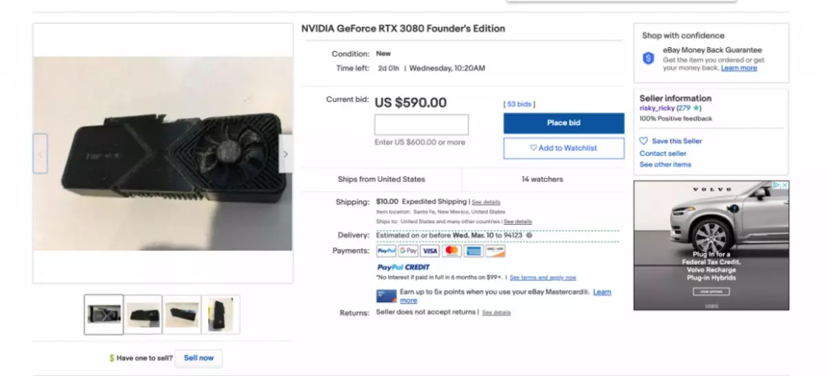 Nouvelle déception: le plastique de vente eBay NVIDIA RTX 3080 sous le type de biens 19934_2