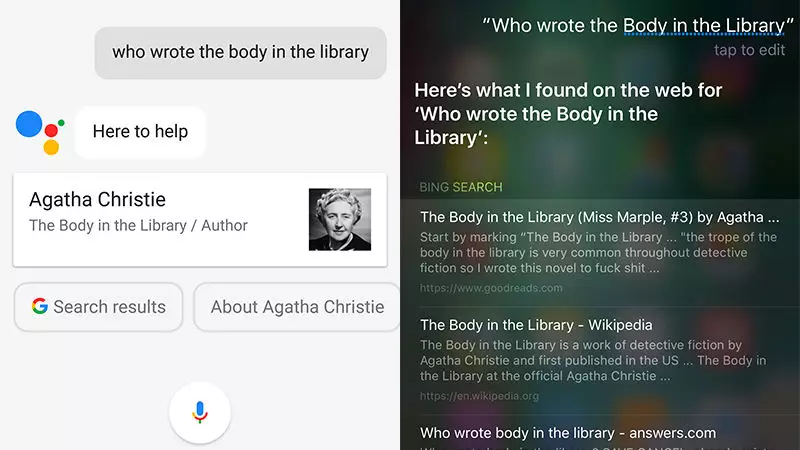 Google თანაშემწე vs Siri