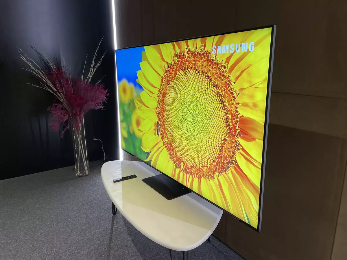 Samsung Neo qled 2021 QN90A тойм: Энэ телевиз тоглоомыг эргүүлэв. Шүүслэг өнгө, гэхдээ олборлолтгүйгээр, дэлгэцийн шатаахгүйгээр 23777_2