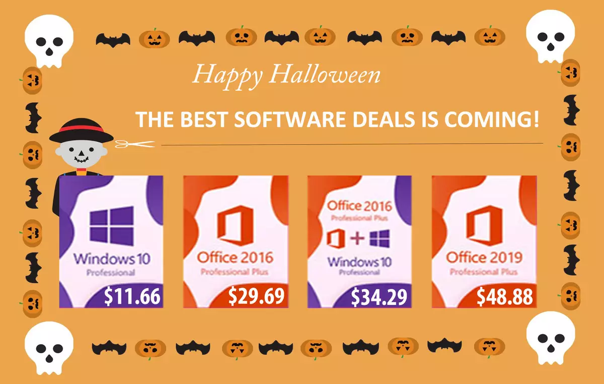 Gawani pa Halloween: Windows 10 pro, Office 2016 ndi Masewera Otetezedwa Kwambiri