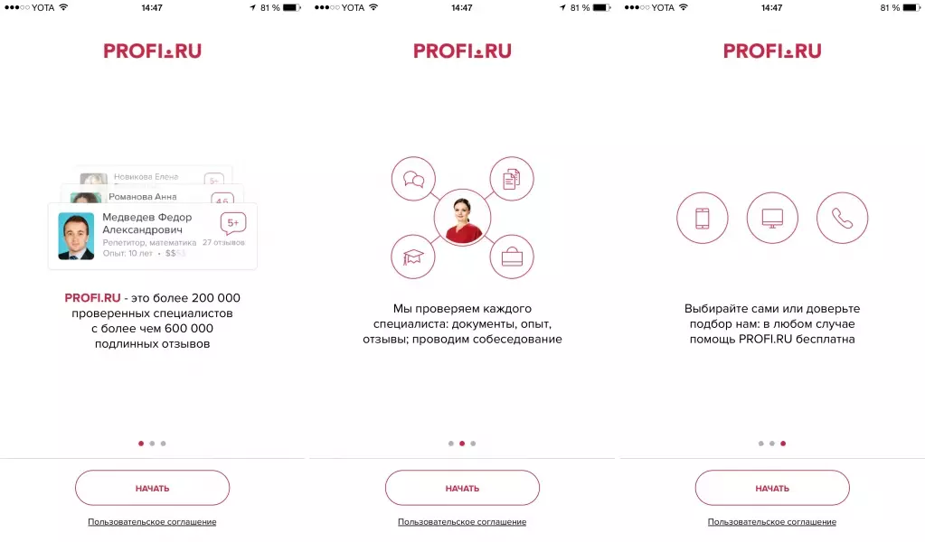 Overzicht van de applicatie Profi.ru.