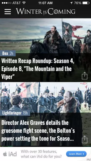 ເກມຂອງເກມ Thrones News App - WIC