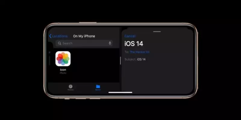 IOS 14 Έννοια: Σπλιτ προβολή, άνετο δαχτυλίδι και πάντα στην οθόνη