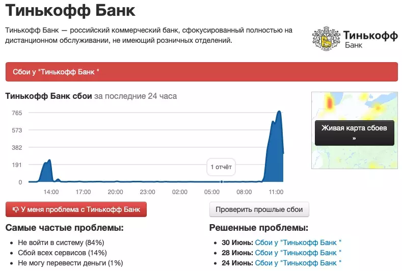 Tinkoff Bank virkar ekki yfir landið 31274_3