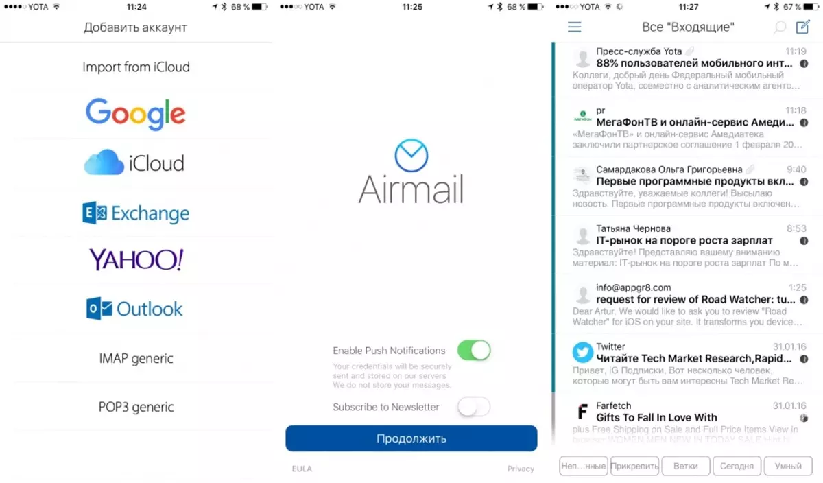 ພາບລວມຂອງ Airmail ສໍາລັບ iPhone