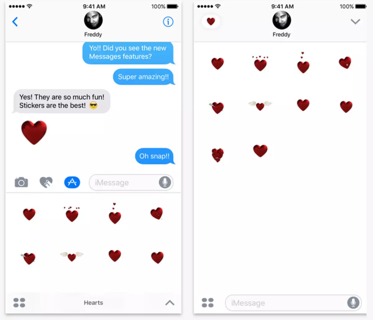 Apple huet 4 Set vu Sticker fir Imessage an iOS 10 erausbruecht